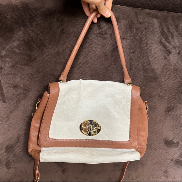 Emma Fox | Bags | Emma Fox White And Brown Leather Crossbody Bag With ...
